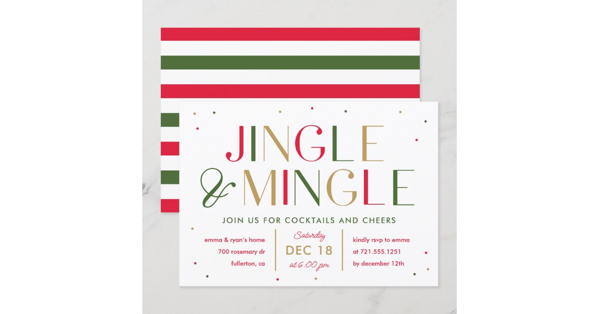 Jingle and Mingle Christmas Party Invitation | Zazzle