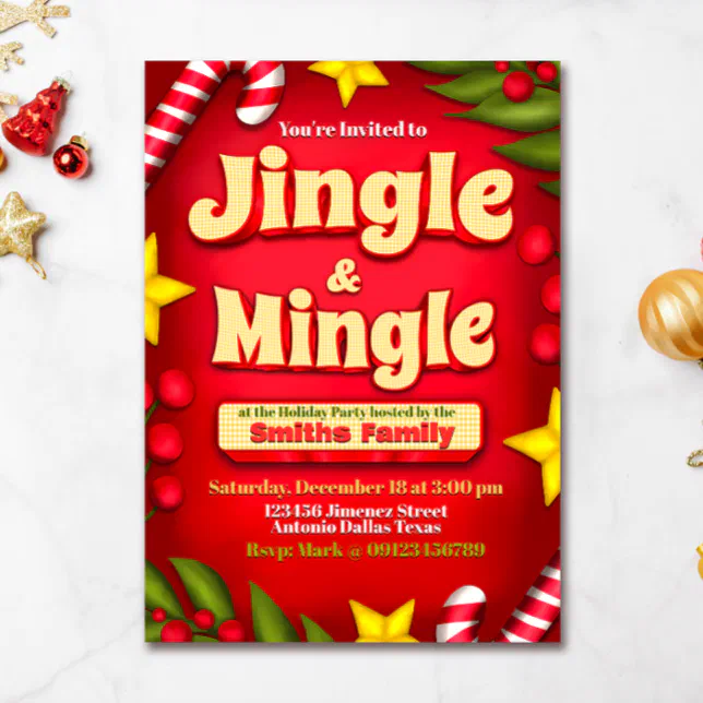 Jingle and Mingle Holiday Invitation | Zazzle