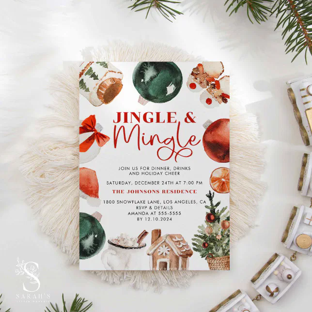 Jingle and Mingle Holiday Party, Work Holiday Invitation | Zazzle