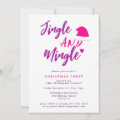 Jingle and mingle pink script Christmas party Invitation | Zazzle