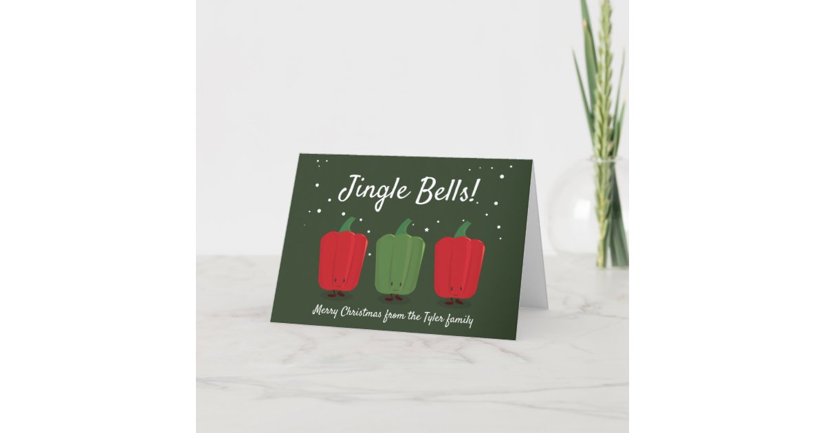 Jingle Bell Peppers Christmas Folded Holiday Card | Zazzle