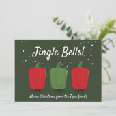 Jingle Bell Peppers Fun Pun Food Cute Christmas Holiday Card | Zazzle