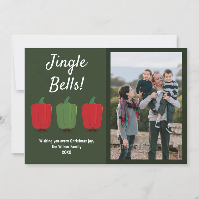 Jingle Bell Peppers Photo Christmas Holiday Card | Zazzle