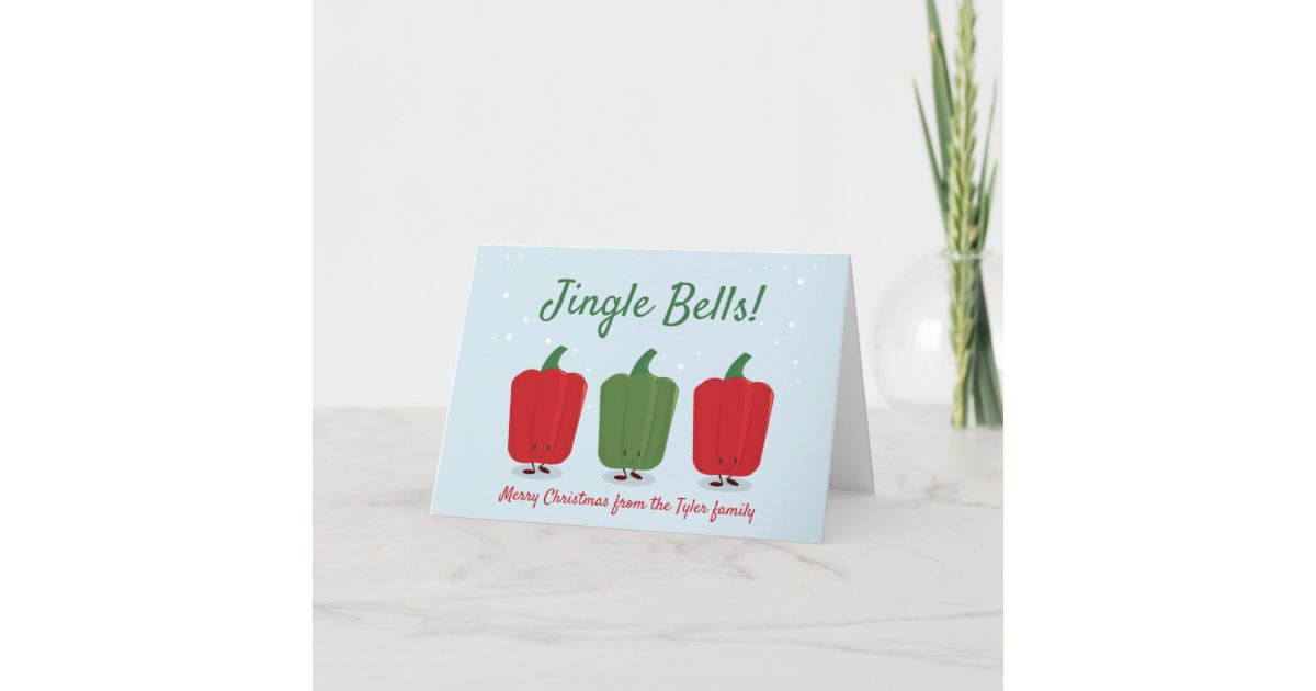 Jingle Bell Peppers Pun Christmas Holiday Card | Zazzle