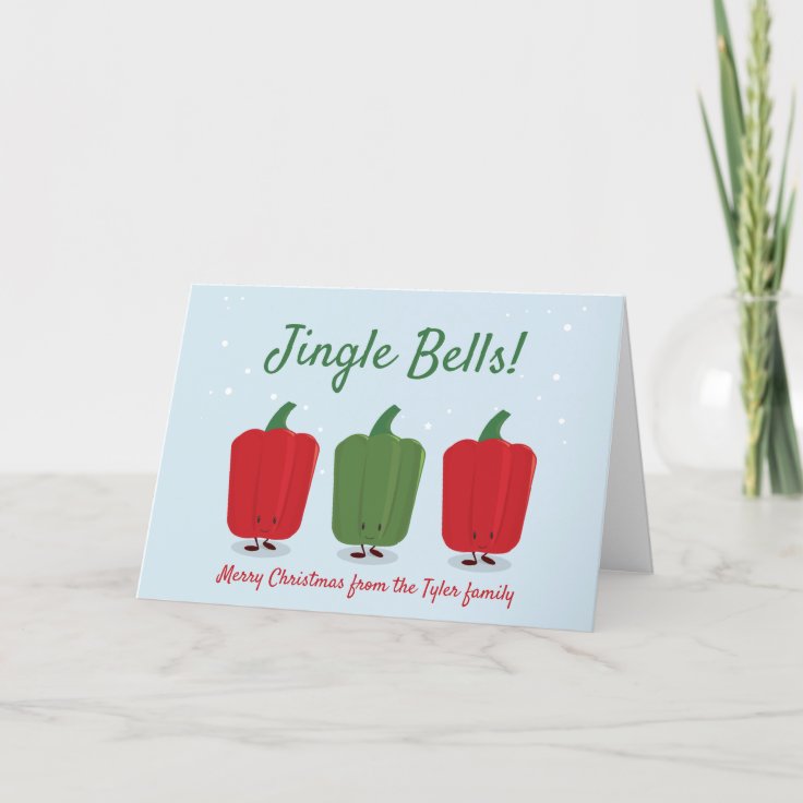 Jingle Bell Peppers Pun Christmas Holiday Card | Zazzle