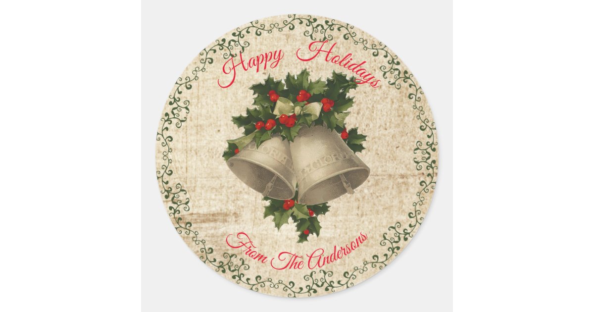 Jingle Bells Christmas Classic Round Sticker | Zazzle