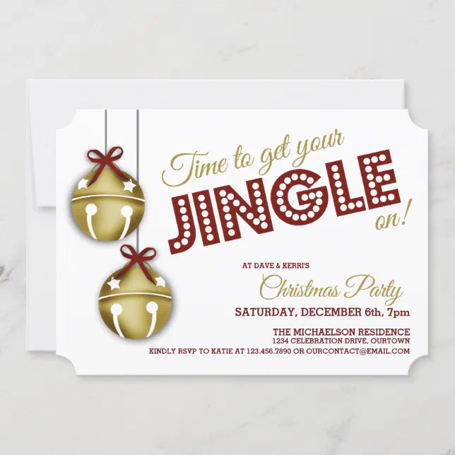 Jingle Bells Christmas Party Invitations | Zazzle