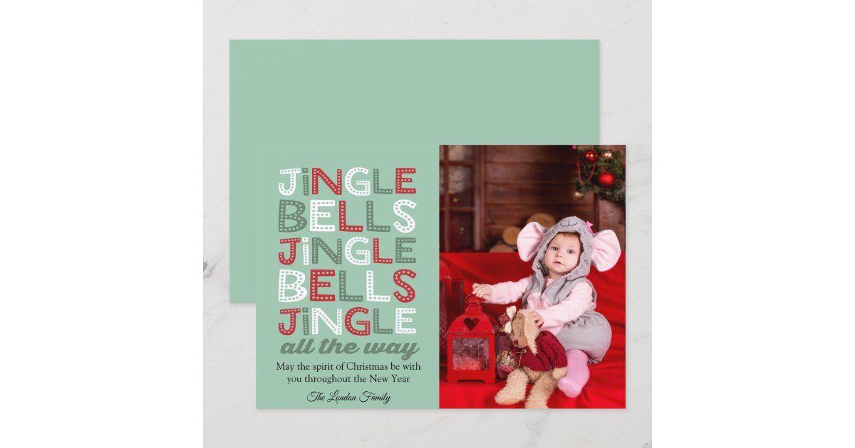 Jingle Bells Christmas Photo Greeting Card | Zazzle