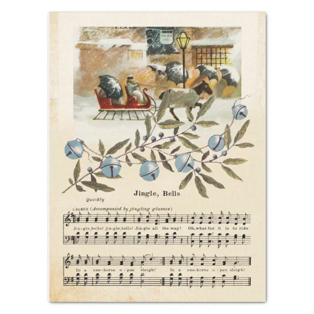Jingle Bells Sheet Music Horse Sleigh Holiday | Zazzle