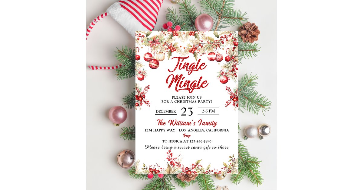 Jingle & Mingle Christmas Party Invitation | Zazzle