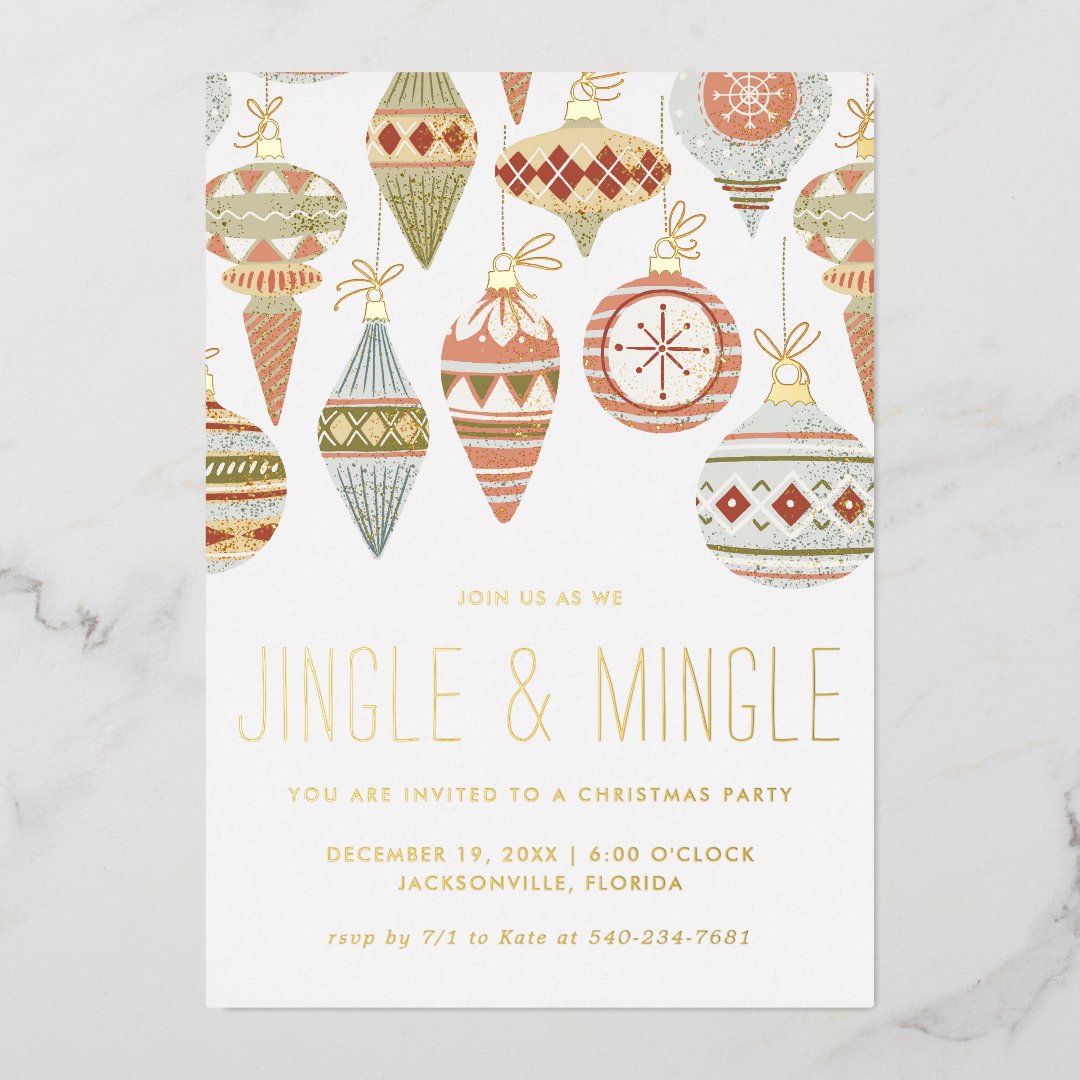 Jingle & Mingle Christmas Party Invitation Foil Invitation | Zazzle