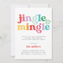 Jingle & Mingle Festive Colorful Christmas Party Invitation | Zazzle