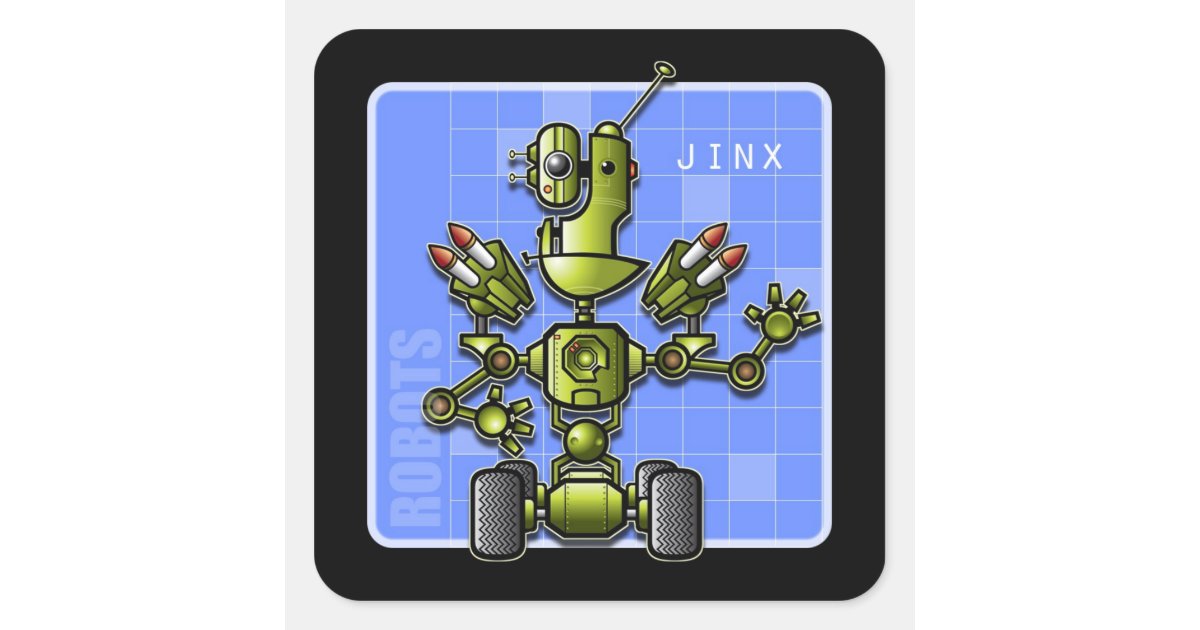 Jinx the Robot Square Sticker | Zazzle