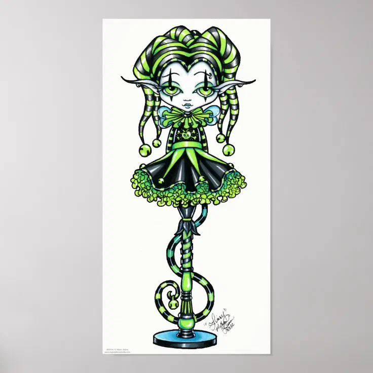Jinxy Pixie Stick Green Jester Fairy Poster | Zazzle