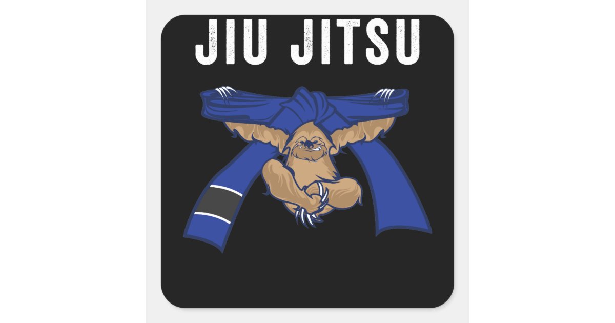Jiu Jitsu BJJ Sloth Jiu Jitsu Blue Belt with Square Sticker | Zazzle