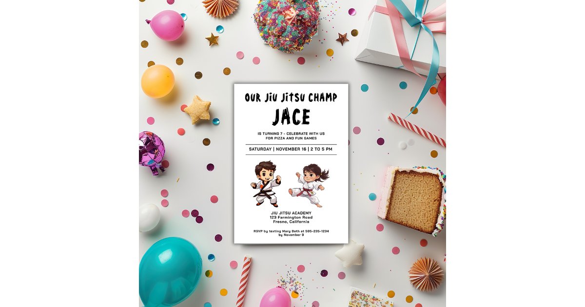 Jiu Jitsu Champ Birthday Party Invitation | Zazzle