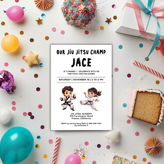 Jiu Jitsu Champ Birthday Party Invitation | Zazzle