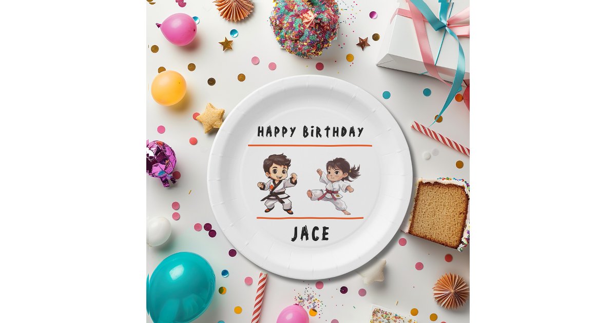 Jiu Jitsu Champ Birthday Party Paper Plates | Zazzle