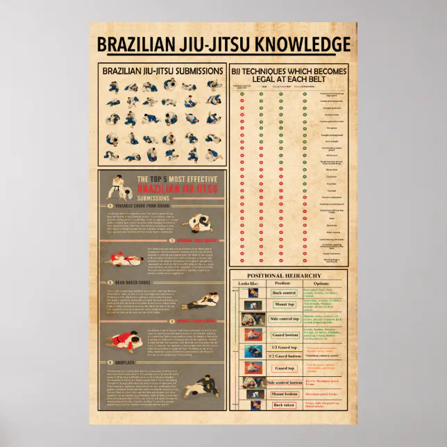 Jiu Jitsu Knowledge Poster, Jiu Jitsu Poster | Zazzle
