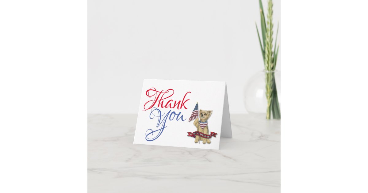 JJ The All-American Yorkie Thank You Card | Zazzle