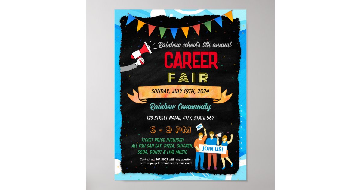 Job fair event flyer poster template | Zazzle
