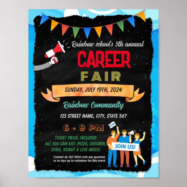 Job fair event flyer poster template | Zazzle