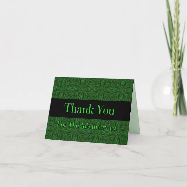 Job Interview Thank You - Green Satin Note Card | Zazzle