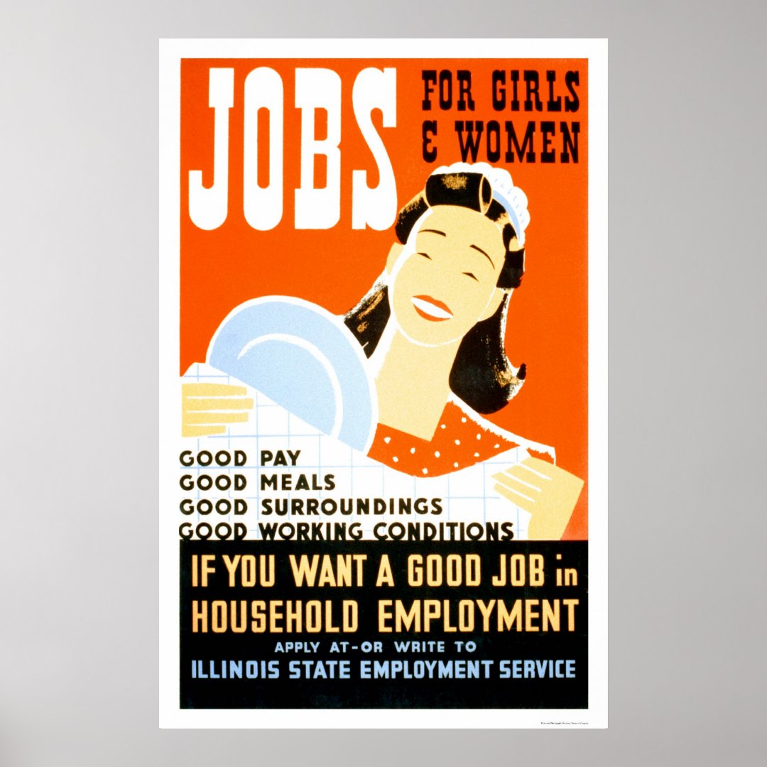 Jobs For Girls Women 1936 WPA Poster | Zazzle