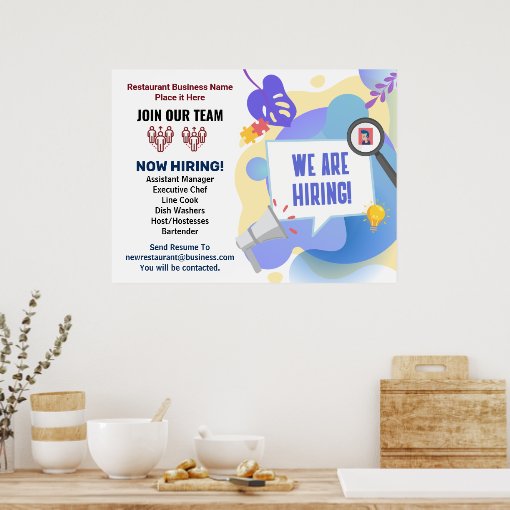 Jobs Help Wanted Now Hiring Custom Poster Sign | Zazzle