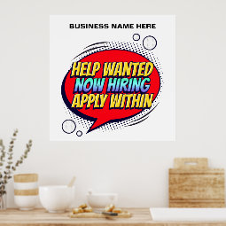 Jobs Help Wanted Now Hiring Employees Custom Poster | Zazzle