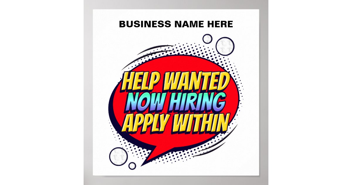 Jobs Help Wanted Now Hiring Employees Custom Poster | Zazzle