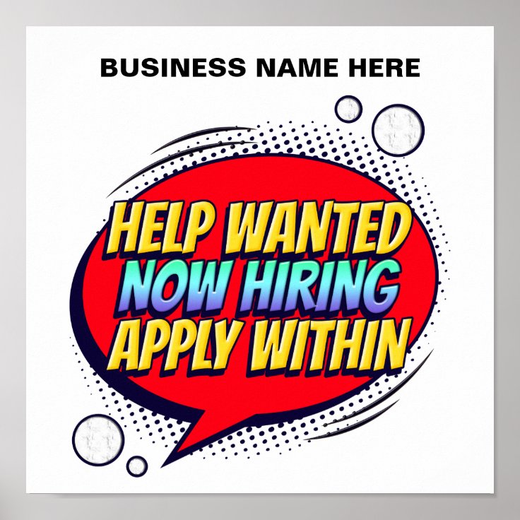 Jobs Help Wanted Now Hiring Employees Custom Poster | Zazzle