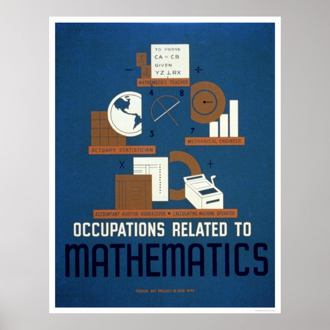 Jobs In Mathematics 1937 WPA Poster | Zazzle