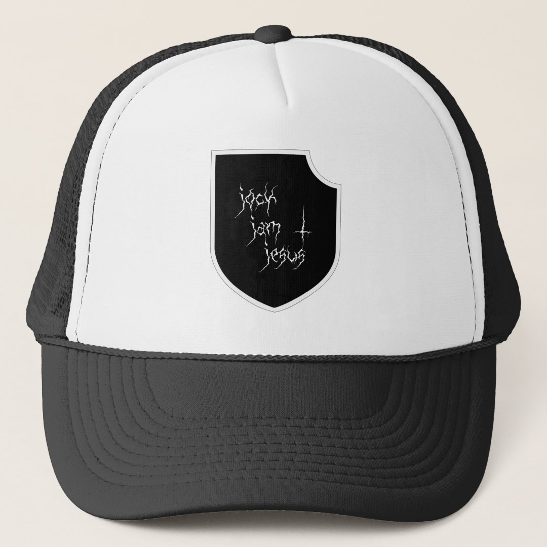 Jock Jam Jesus gothic crest trucker hat | Zazzle