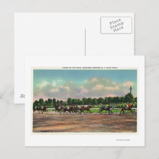 Jockeys Finishing Horse Race at Race Track Postcard | Zazzle