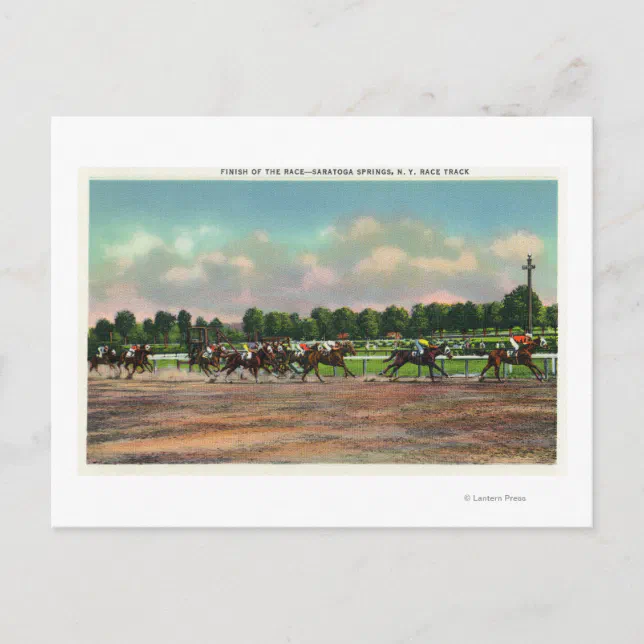 Jockeys Finishing Horse Race at Race Track Postcard | Zazzle