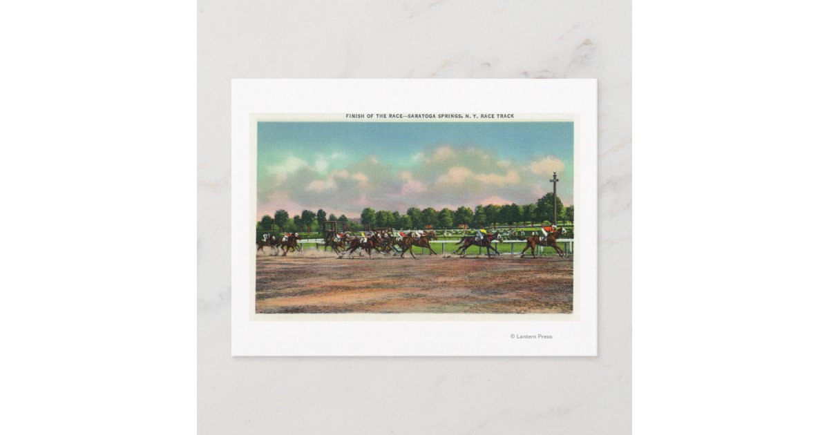 Jockeys Finishing Horse Race at Race Track Postcard | Zazzle.com