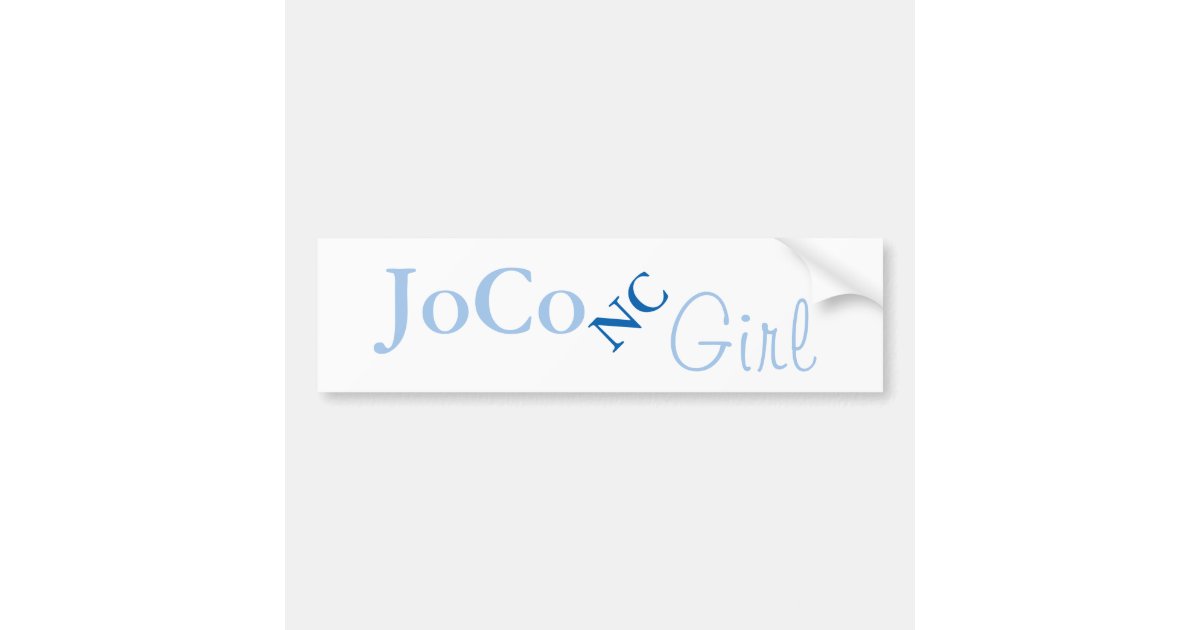 JoCo NC Girl on white Bumper Sticker | Zazzle