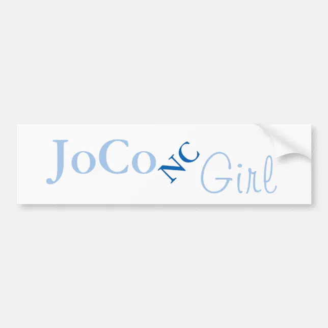 JoCo NC Girl on white Bumper Sticker | Zazzle