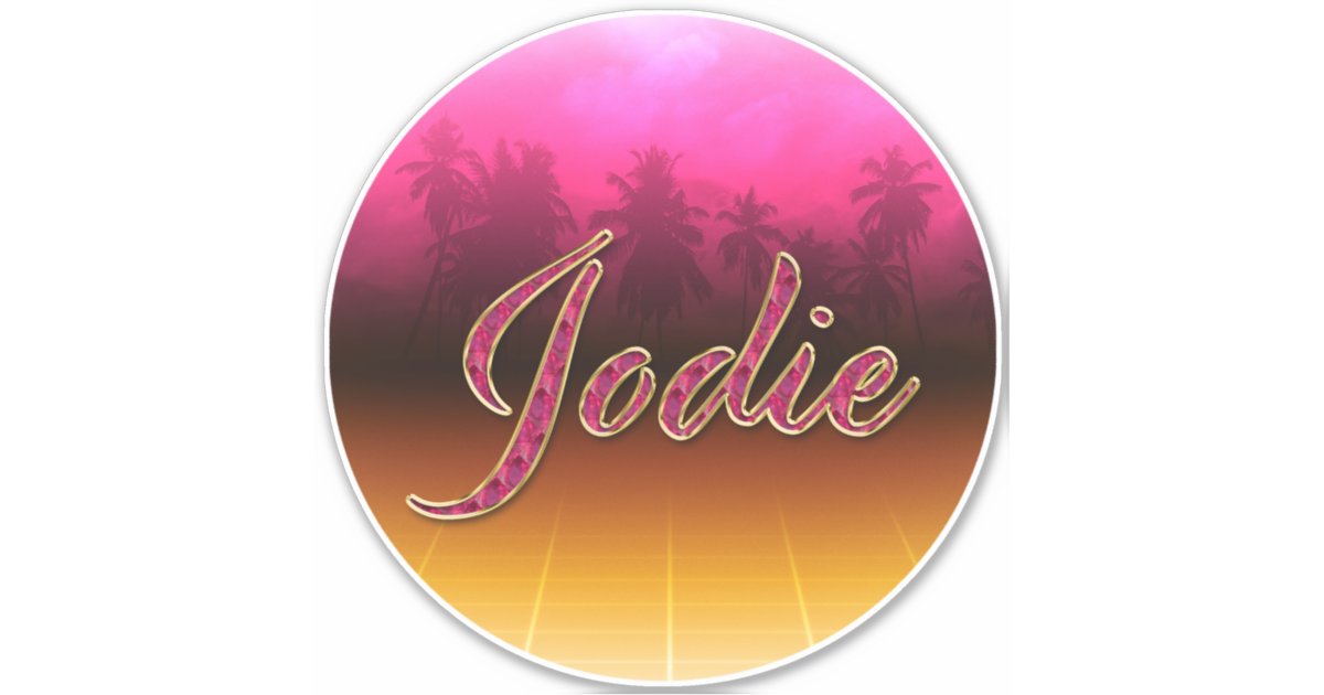 Jodie First Name golden pink sticker | Zazzle