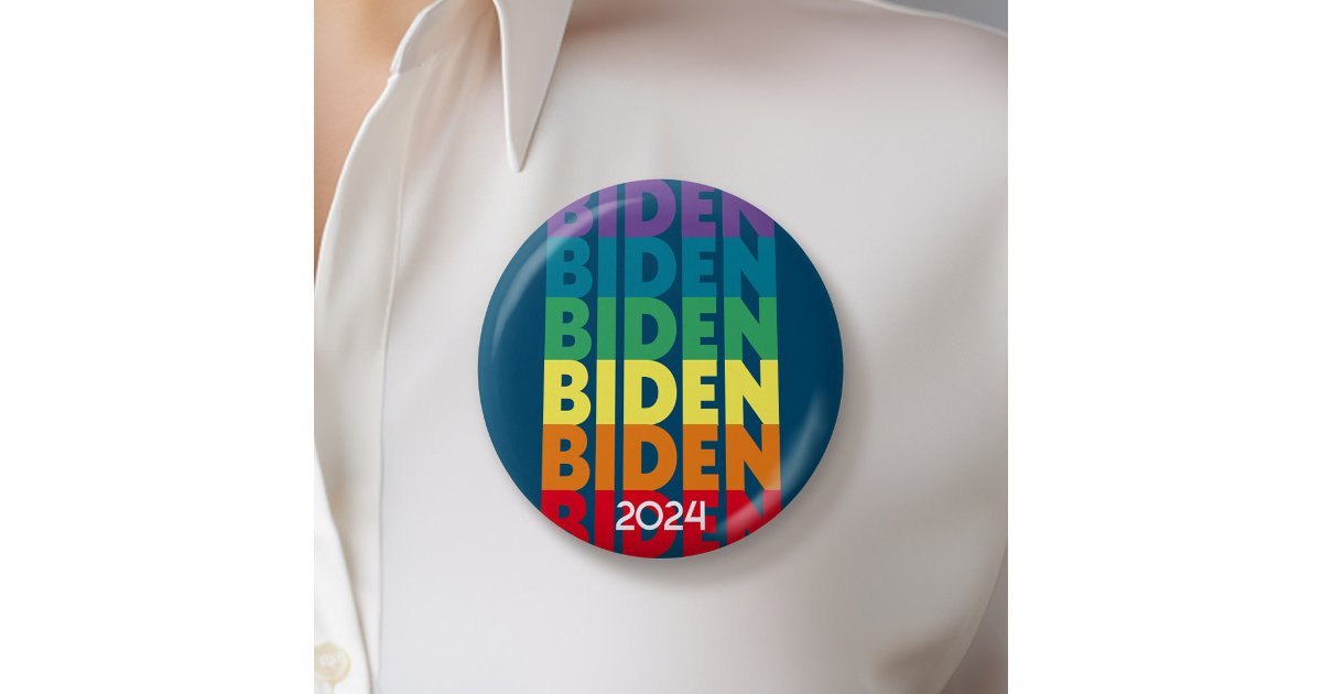 Joe Biden 2024 - retro gradient rainbow colors Button | Zazzle