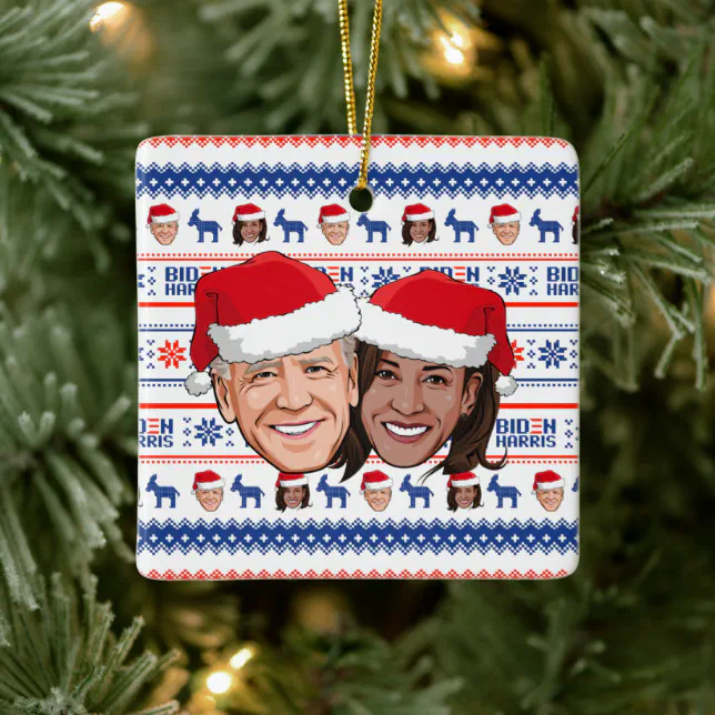 Joe Biden and Kamala Harris Christmas Ceramic Ornament | Zazzle