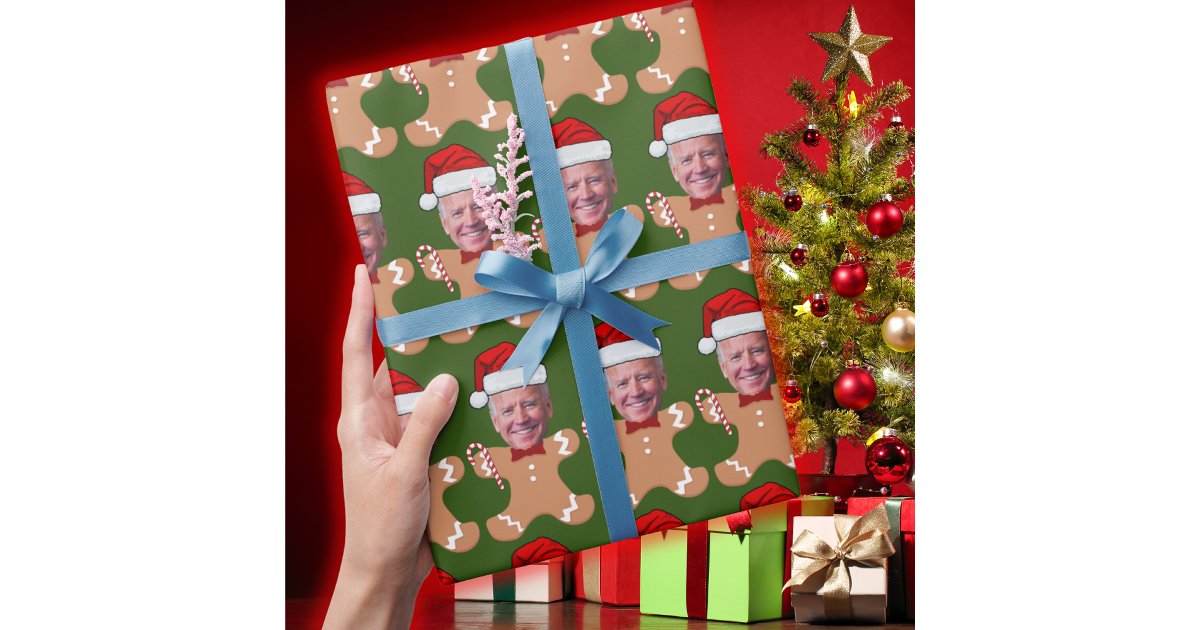 Joe Biden Face Custom Face Photo Gingerbread Wrapping Paper | Zazzle