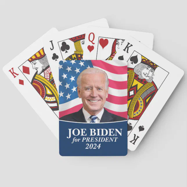 Joe Biden for President Photo and Flag 2024 Poker Cards | Zazzle
