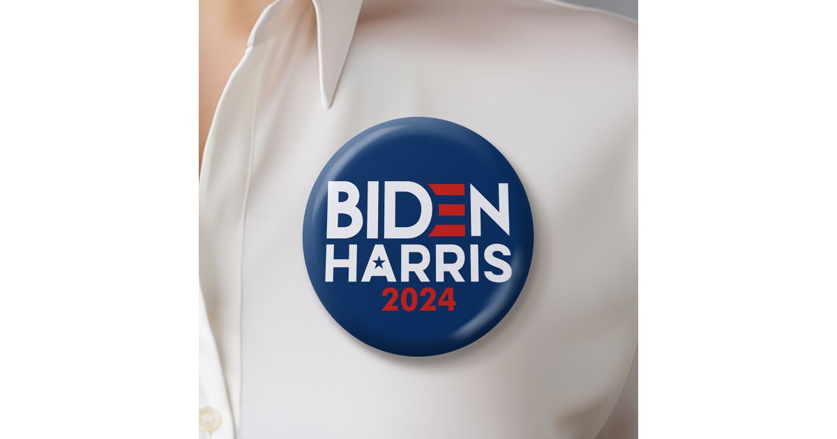 Joe Biden Kamala Harris 2024 Red white blue Button | Zazzle