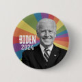 Joe Biden - photo with rainbow flag ray Button | Zazzle