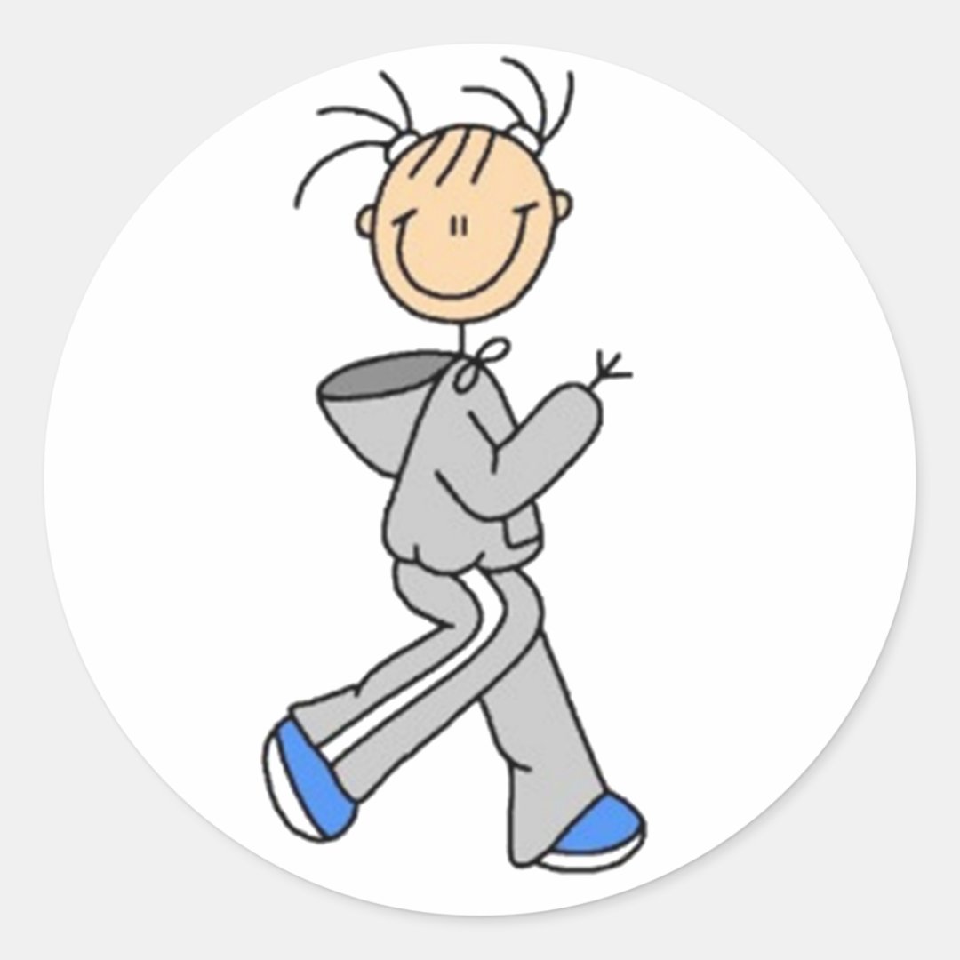 Jogging Stick Figure Classic Round Sticker | Zazzle
