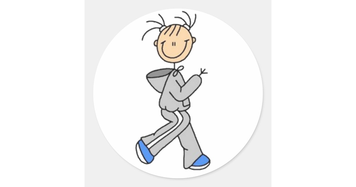 Jogging Stick Figure Classic Round Sticker | Zazzle