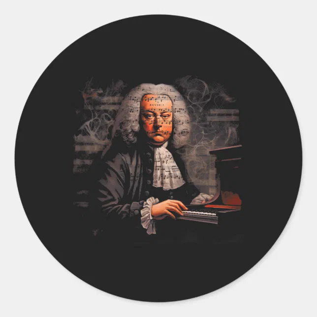 Johann Sebastian Bach Music Composer Piano Classic Round Sticker | Zazzle
