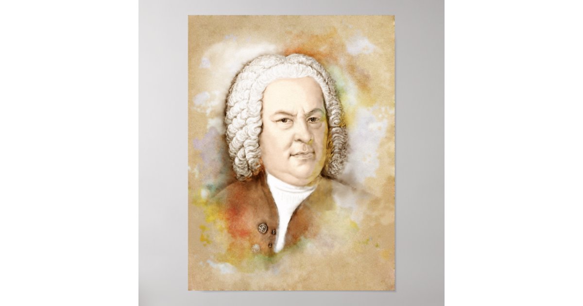 Johann Sebastian Bach Portrait im Aquarell Style Poster | Zazzle